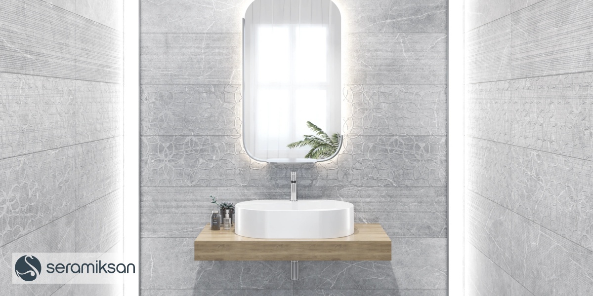 Seramiksan: 30*90 MOON GLOSSY GRAY